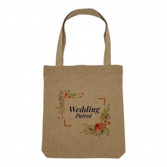 Fabulous Sac Shopping Tote Bag Aspect Lin - Wedding Patrol Mariage Fianc&eacute;e Cadre Floral - Sac de Courses Toile Epaisse 360g Beige Naturel Cabas Port&eacute; Epaule So