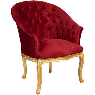 Biscottini International Gepolsterter Sessel mit Armlehnen. Eingangssessel. Gepolsterter Holzstuhl. Wohnzimmer-Schlafzimmer-Sessel. Franz&ouml;sischer Stil