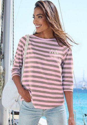 Elbsand 3/4-Arm-Shirt mit Streifen, Rundhalsausschnitt, Jerseyshirt