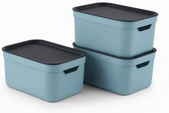 Rotho 3er Set Deko Box mit Deckel A5 JIVE, Farbe - T&uuml;rkis