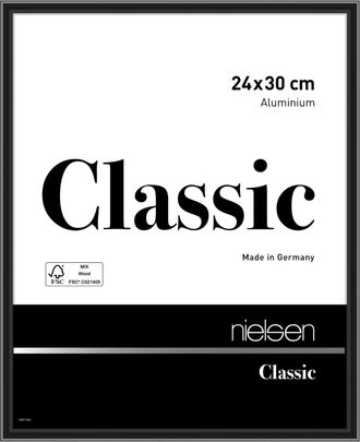 Nielsen Design Bilderrahmen, 24 x 30 cm, Aluminium, Schwarz glanz, Rahmen zum Aufh&auml;ngen im Hoch- & Querformat, Echtglas, Classic
