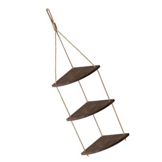 NUOBESTY Rustikales Eck wandregal mit Dicker Seilaufh&auml;ngung Mehrschichtiges Holz blumenregal f&uuml;r Wohnzimmer Schlafzimmer und B&uuml;ro Platzsparend Dekorativ Vielse