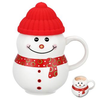 TOPBATHY Weihnachten Kaffeetasse Schneemann Tasse 350Ml Weihnachtsbecher Mit Silikondeckel f&uuml;r Tee Kaffee Milch Hei&szlig;E Schokolade Saisonale Kaffeetasse F&uuml;R Deko