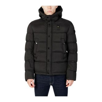 Blauer Homme, Vestes, Noir, Taille: XL Veste matelassée à capuche élégante avec boutonnage