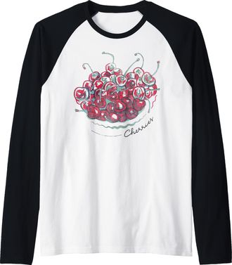 Trendy Apparel Cherries Assorted Watercolor Painted Cherry Raglan