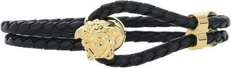 Versace Homme, Accessoires, Noir, Taille: ONE Size Medusa Braided Leather Bracelet