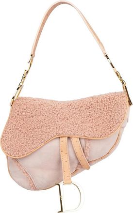 Dior Crossbody Bags - Christian Dior Pink Shearling Ostrich Saddle Handb - Gr. unisize - in Bunt - f&uuml;r Damen