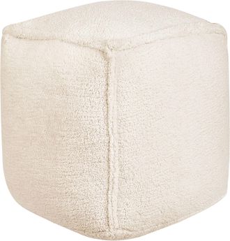Beliani Pouf Kissen Quadratisch 40 x 40 x 40 cm Polyester und Jute Hellbeige Alipur