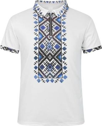 Generic Polo Homme Chemise &Eacute;t&eacute; Rue Homme Sport Manches Courtes 3D Simple Impression L&acirc;che Top, bleu, XXL