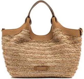 Gianni Chiarini Femme, Sacs, Brun, Taille: ONE Size Sac Fourre-tout en Paille avec Poign&eacute;es en Cuir