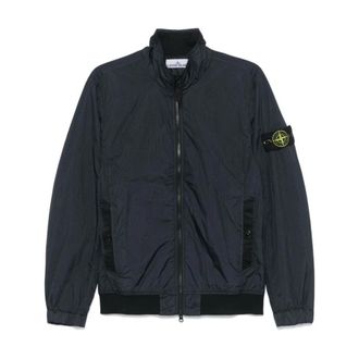 Stone Island Blaue Bomberjacke aus leichtem Nylon - - Jackets - Herren - Blau - S