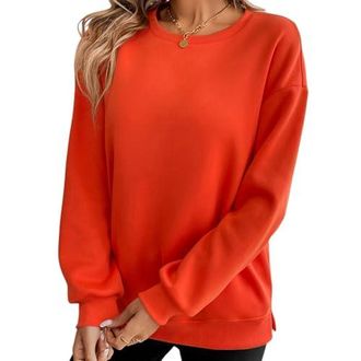 Generic Chandail surdimensionn&eacute; &agrave; col ras-du-cou pour femmes, pull &agrave; manches longues confortable, doux, d&eacute;contract&eacute; et uni, pour lautomne et lhiver 2026, Oran