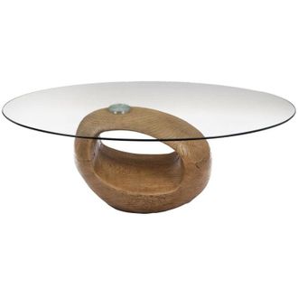 Amadeus Amadeus - Table basse ovale 120x70x40 cm en verre et ch&ecirc;ne