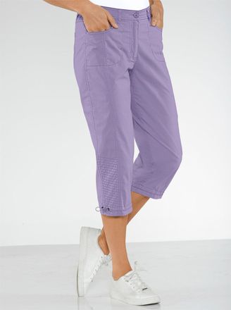 Casual Looks Caprihose CASUAL LOOKS, Damen, Gr. 40, Normalgr&ouml;&szlig;en, lila (flieder), 98% Baumwolle, 2% Elasthan, unifarben, 3/4-L&auml;nge, Hosen Caprihose, Topseller