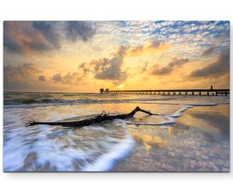 Paul Sinus Art Leinwandbilder | Bilder Leinwand 120x80cm Strand am Morgen