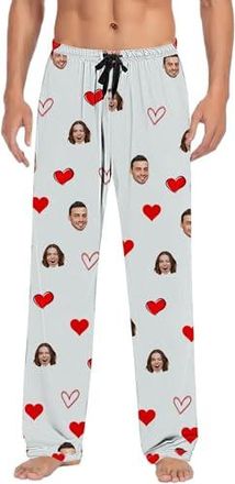 Generic Pantalon de pyjama pour couple - Pour la Saint-Valentin - Imprim&eacute; 3D - D&eacute;contract&eacute; - Ample - Pantalon damant - 8 pantalons de pyjama pour hommes (blan