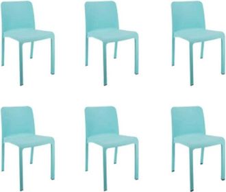 PEGANE Pegane - Lot de 6 chaises de jardin empilables en r&eacute;sine coloris bleu azul - Longueur 48 x Profondeur 53 x Hauteur 80 cm