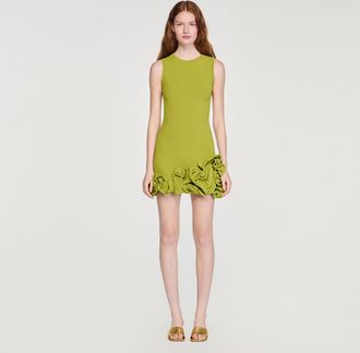 Sandro Robe courte en maille &agrave; fleurs