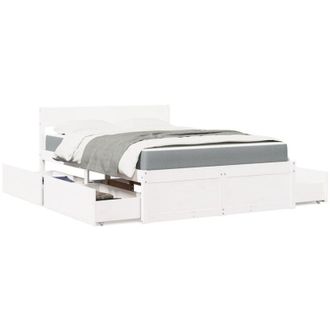 vidaXL Bett mit Schubladen und Matratze Wei&szlig; 120x190 cm Massivholz Vidaxl