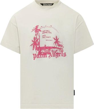 Palm Angels Homme, Tops, Blanc, Taille: XL Statement Regular Tee