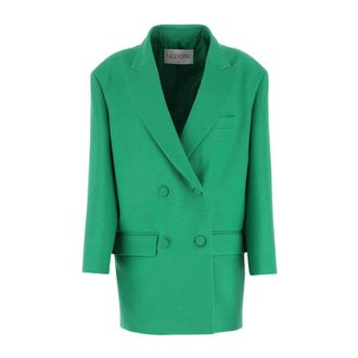 Valentino Garavani Femme, Vestes, Vert, Taille: 34 FR Blazer Oversize en Cr&ecirc;pe Couture