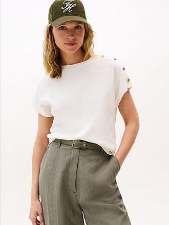 Tommy Hilfiger T-shirt à boutons dorés à lépaule