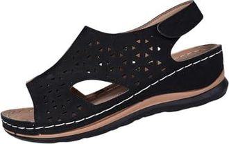 Generic Sandales compens&eacute;es d&eacute;contract&eacute;es pour femme - Coupe large - Bout ouvert - Respirantes - L&eacute;g&egrave;res - Confortables - Sandales d&eacute;contract&eacute;es pour lext&eacute;rie