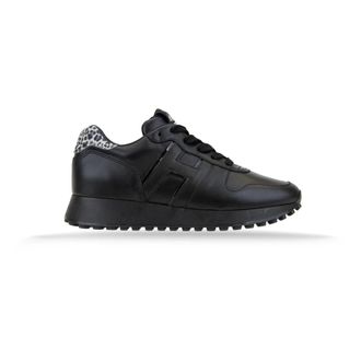 Hogan Leder Schn&uuml;rsneaker Animal Print Stil - - Shoes - Damen - Schwarzk - 36 EU
