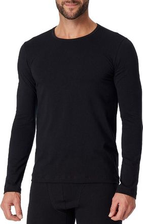 Schiesser Herren Longsleeve schwarz Baumwolle unifarben