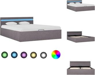 vidaXL Bett mit Bettkasten Hydraulisch mit led Taupe Stoff 120x200 cm - Boxspringbett - Doppelbett - Schlafraumgestaltung - Bettgestell - Led Beleuchtung