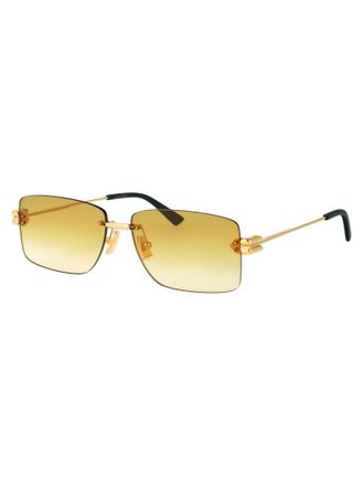 Bottega Veneta BV1126S Metal Rectangle Frame Sunglasses - Gold