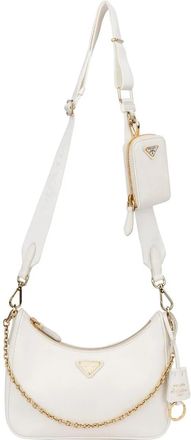 Prada Crossbody Bags - Prada White Saffiano Leather Vitello Daino Re-Edit - Gr. unisize - in Wei&szlig; - f&uuml;r Damen