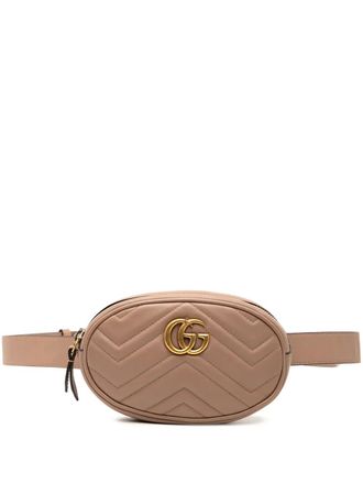 Gucci 2016-2025 GG Marmont Matelasse G&uuml;rteltasche aus Leder - Braun