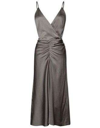 Jonathan Simkhai Lizeth Hammered Silk Wrap Midi Dress Size XS