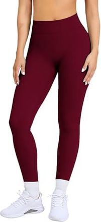 Generic Legging en tricot pour femme avec taille, respirant, pour les activit&eacute;s de plein air comme la course, le fitness et le yoga, Bordeaux, XXL