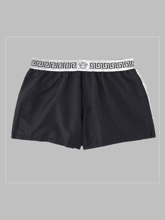 Versace Greca-Patterned Swim Shorts - Black