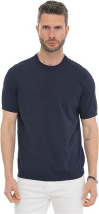 Hindustrie Homme, Tops, Bleu, Taille: L Vico-Cot/Silk Pull ras du cou
