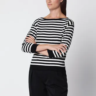 Max Mara Ecrufarbener und schwarzer Viskosepullover