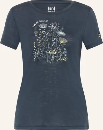 super.natural Funktionsshirt Rock Flowers Mit Merinowolle blau