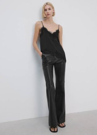 Mango Asymmetrisches Lingerie-Top aus Spitze schwarz - Damen - S - MANGO