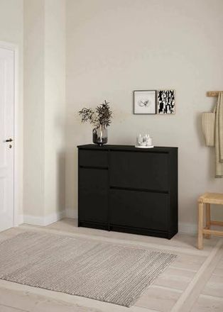 Dmora Schuhschrank Maxime, Schuhregal, Mehrzweck-Eingangsgarderobe, M&ouml;bel f&uuml;r Schuhe, 109x32 h93 cm, Schwarz