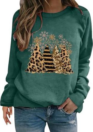 Generic Chemisier De Noel Femme Womens Christmas Coffee Candy Snowman Gift Print Graphic Sweatshirts Crewneck Long Sleeve Casual Loose Fit Tops Sweat Femme sa