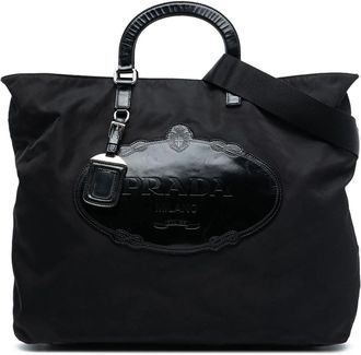 Prada Hobo Bags - Tessuto Canapa Logo Satchel - Gr. unisize - in Schwarz - f&uuml;r Damen