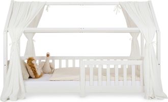 IDIMEX Hausbett Himmel NENA im 2er Set in wei&szlig; - Betthimmel aus 100% Baumwolle, Baldachin Musselin zweilagig, Bettvorhang f&uuml;r Hausbetten, Hausbett Deko