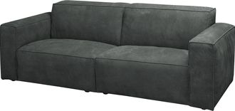 Studio Copenhagen home24 3-Sitzer Sofa Grau/Anthrazit Echtleder Kena 250 x 75 x 96cm Industrial