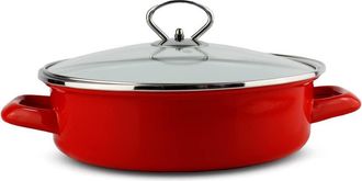 Schäfer Ø 24 x 7 cm Servierpfanne Servier-Bratpfanne Pfanne Metallic-Rot