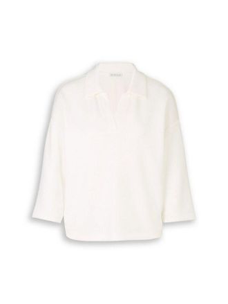 Tom Tailor 3/4-Arm-Shirt T-Shirt Loose Fit Scuba Langarmshirt mit Polokragen