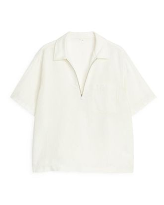 Arket Shirt Mit Kurzem Reißverschluss -Weiß