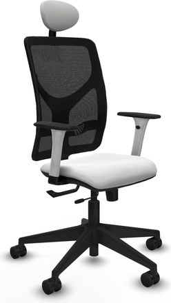 Piqueras y Crespo Computerstuhl mit wei&szlig;en und schwarzen Armlehnen, h&ouml;henverstellbare Lendenwirbelst&uuml;tze und festes Kopfteil, ausgestattet mit Syncro/Traslack. Schwarz/