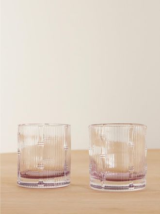 La DoubleJ Set De Deux Verres En Cristal Bamboo - Rose